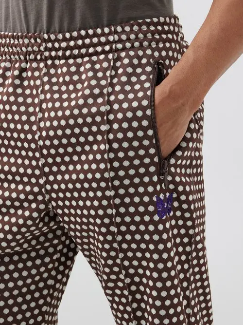 Needles Polka Dot-Jacquard Jersey Track Pants In Brown Multi